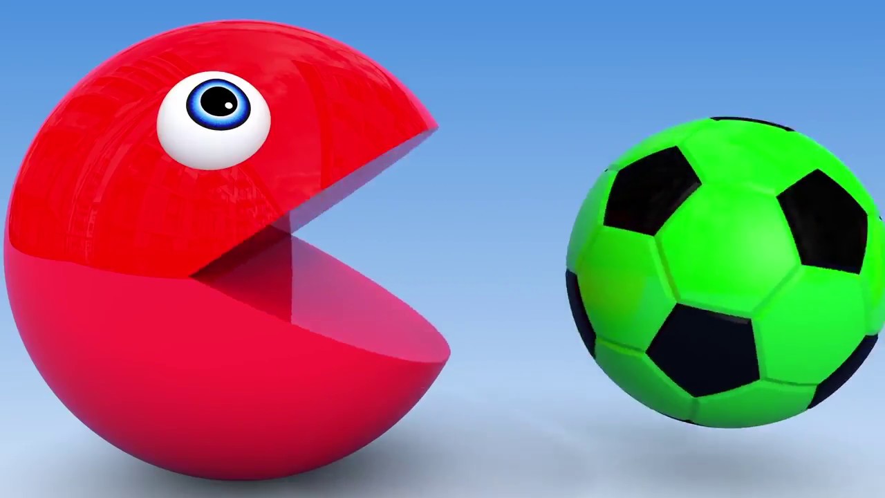 Learn Colors with PACMAN and Farm 3D Soccer Ball for Kid Children - YouTube