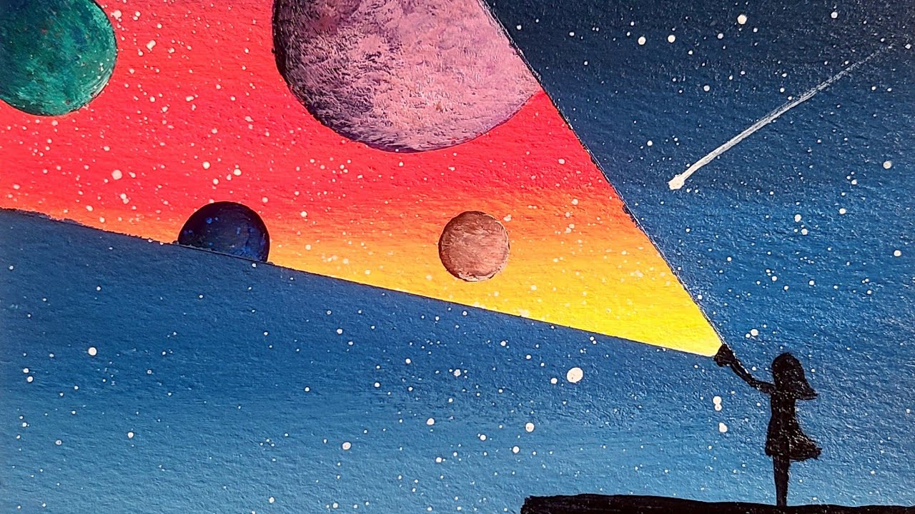 How to paint Rainbow and Space Flashlight Art | Junior's LIVE Acrylic ...