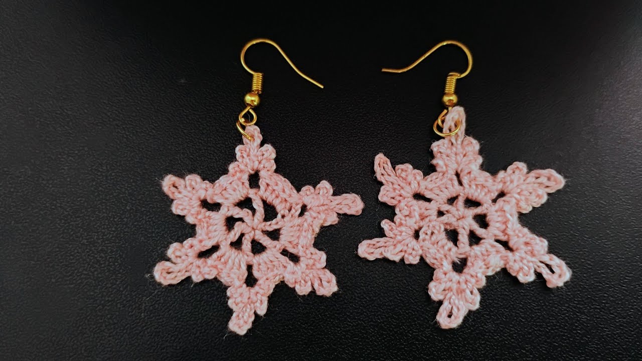 How to Crochet earrings Christmas Snowflake ️ pattern #crochetpattern # ...