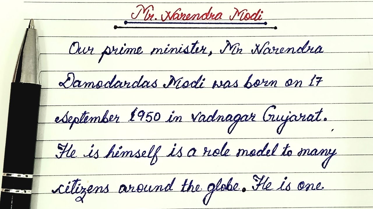 Narendra Modi Essay || Super handwriting practice || How to write very ...