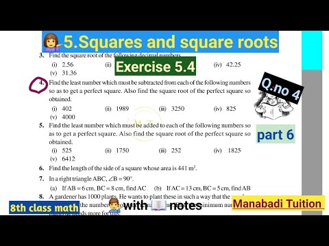 8th class maths| chapter 6|Squares and Square roots| Exercise 6.4| Q no ...