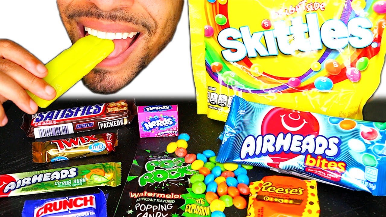 ASMR EATING CANDY NO TALKING MUKBANG JERRY TREATS PARTY AIRHEADS ...