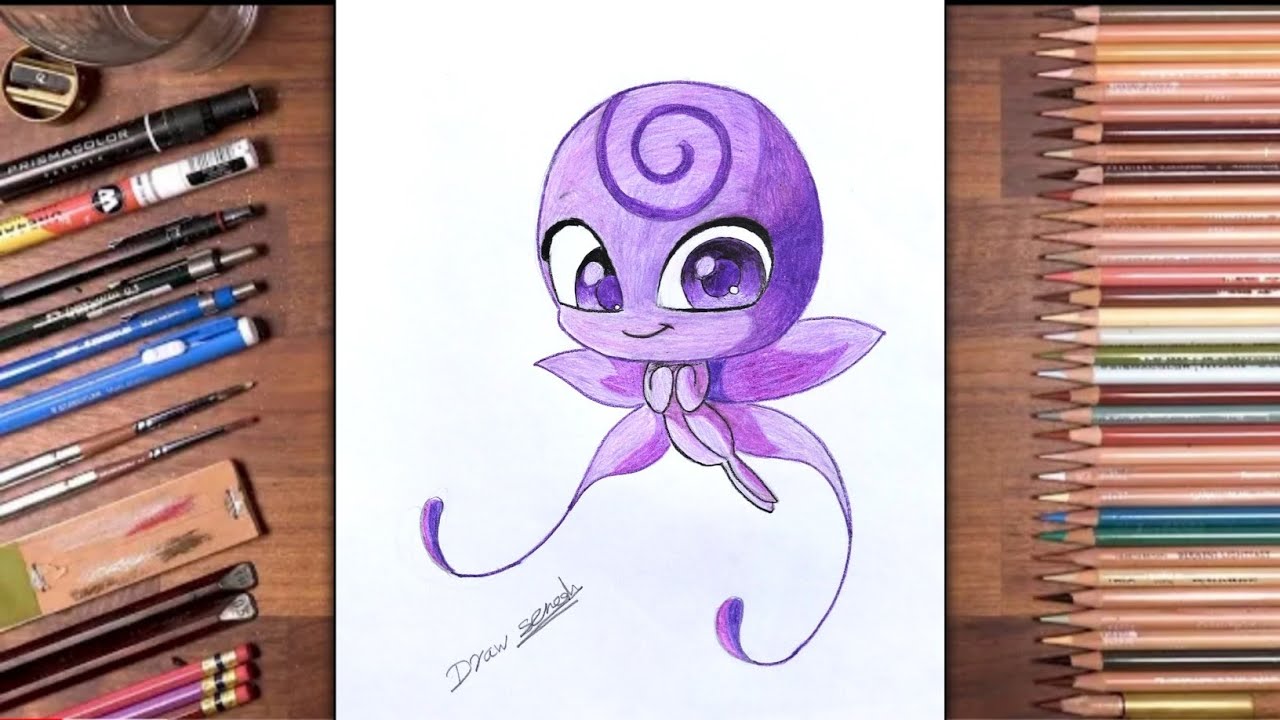 How To Draw Miraculous Ladybug kwami Nooroo | DrawSenesh - YouTube