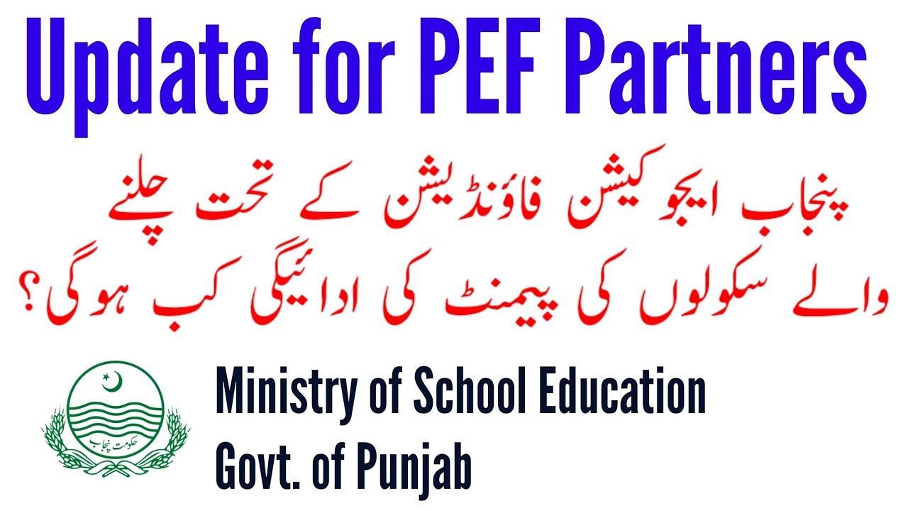 Update for Punjab Education Foundation PEF Partners | When PEF Partner ...