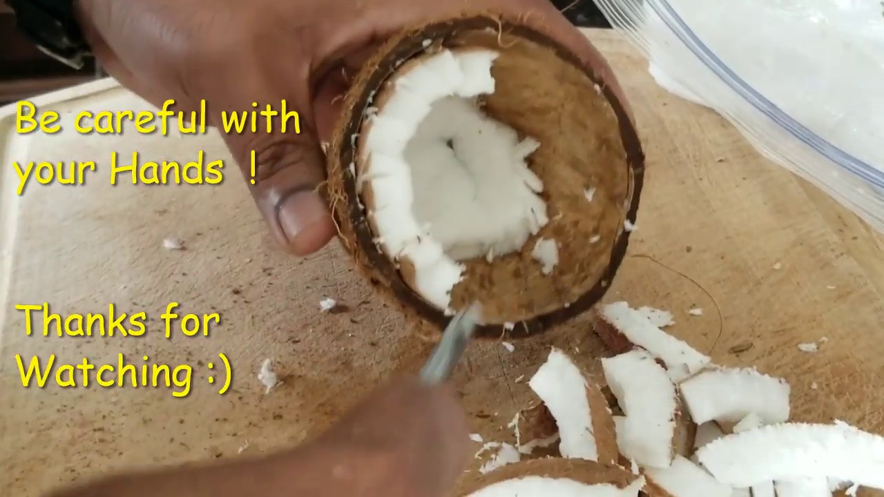 How to peel flesh from a coconut easy way. - YouTube