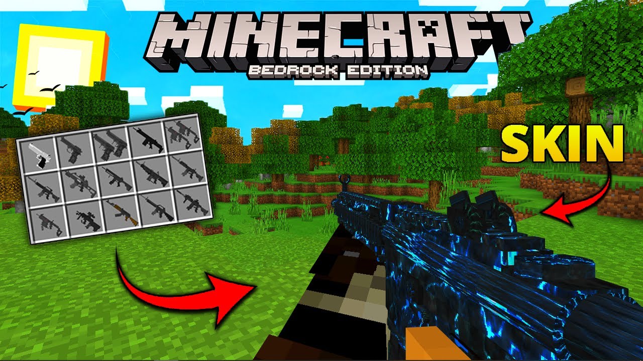 MELHOR Addon de ARMAS para Minecraft PE/BE - Addon de Armas 3d com Skin para MCPE (blockops ...