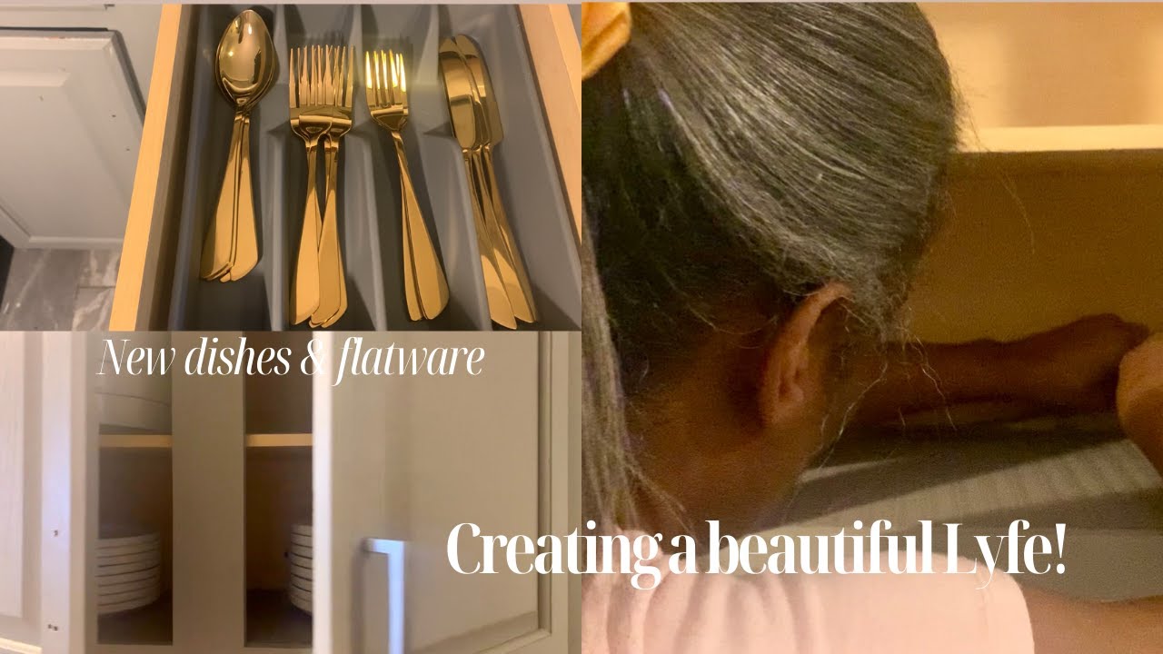 cleaning cabinets for new dishes & flatware - YouTube