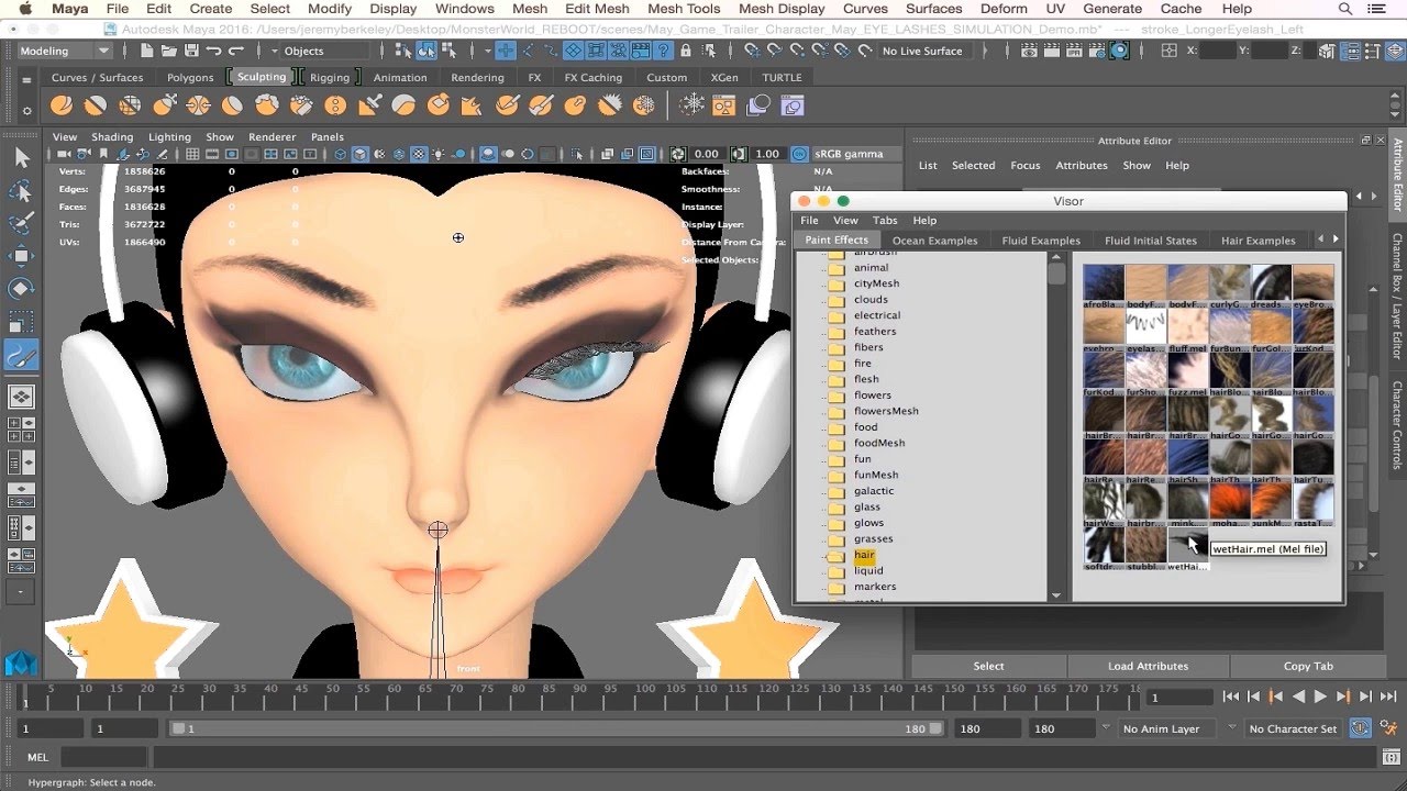 FREE Course nHair with Maya for Beginners - 8 Creating Eyelashes in ...