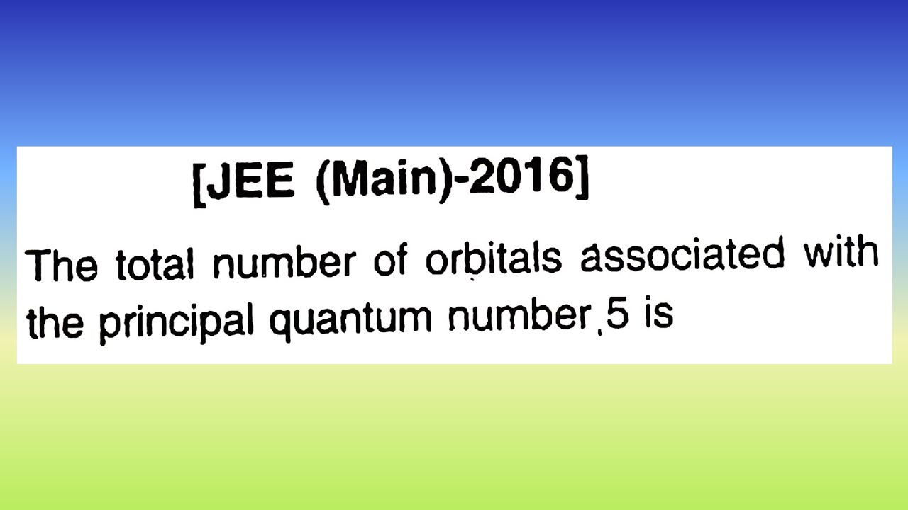 The total number of orbitals associated with the Principal Quantum ...