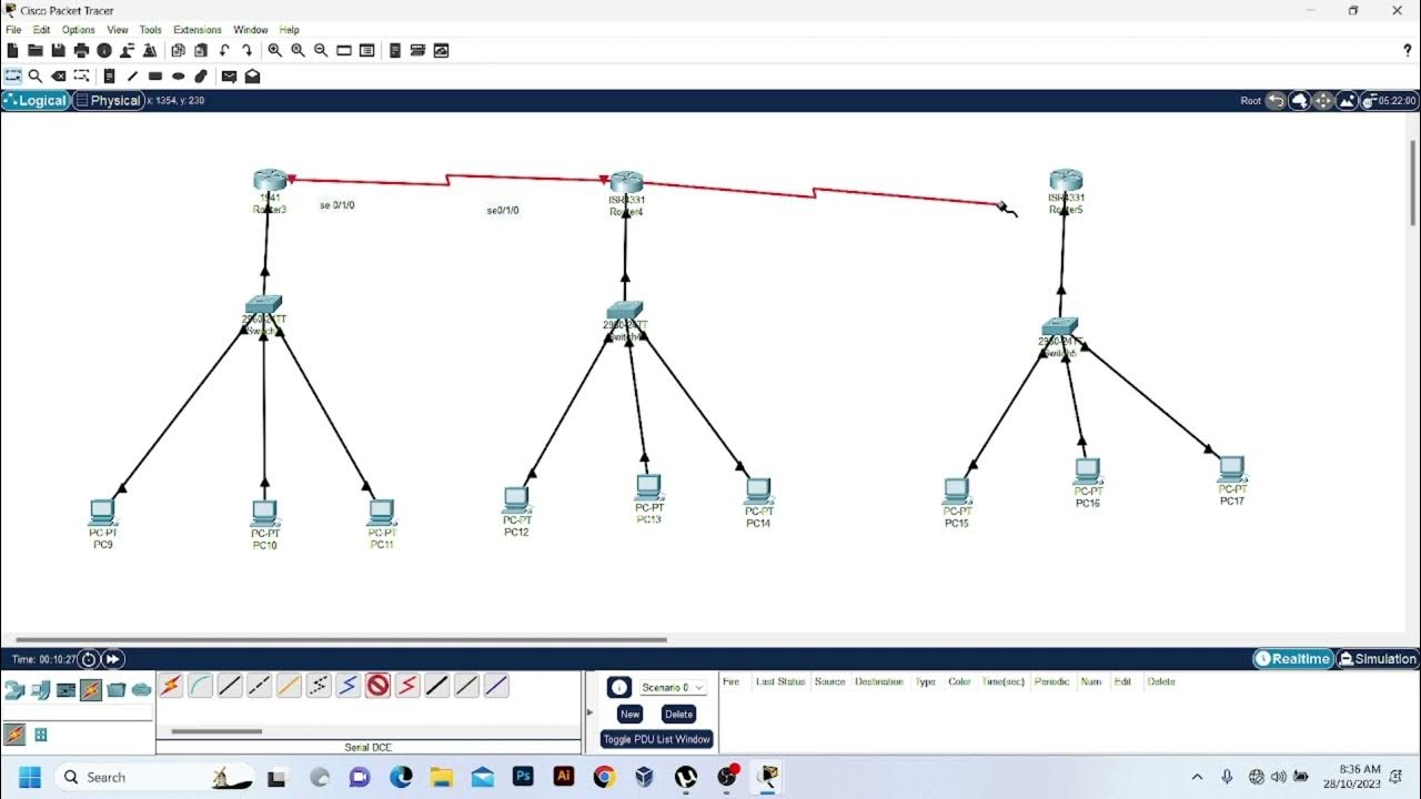 CISCO PACKET TRACER DYNAMIC ROUTING (3 ROUTERS ) - YouTube