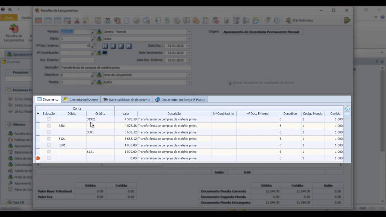 Inventário Permanente - Apuramento Mensal do Inventário Permanente ...