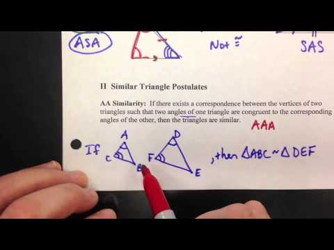 Geometry Notes 7-3 Prove Triangles Similar Part 1 - YouTube