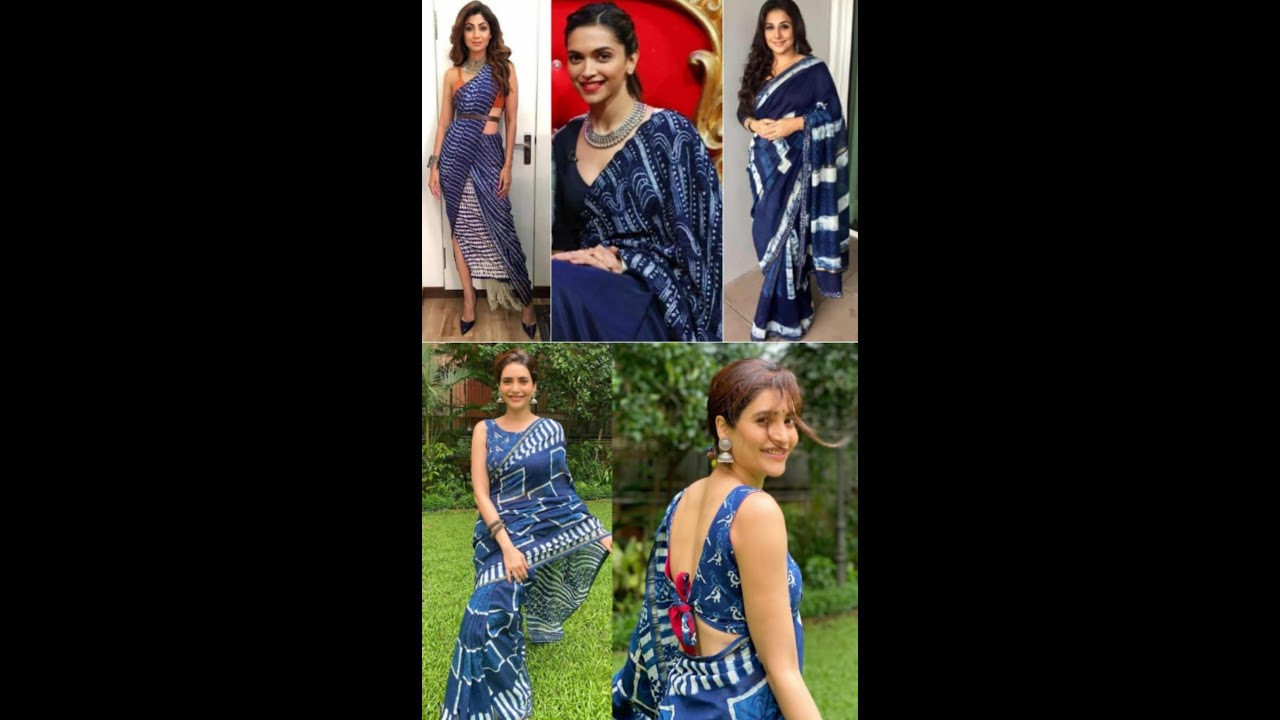 Bollywood inspired Indigo saree look book - YouTube