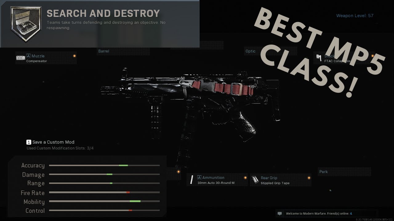 MODERN WARFARE SEARCH AND DESTROY! Best MP5 class - YouTube