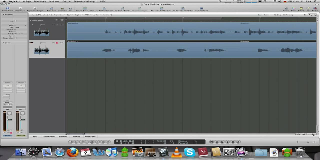 logic pro 9 tutorial deutsch no1 - anfangen, audiospuren, clip - YouTube