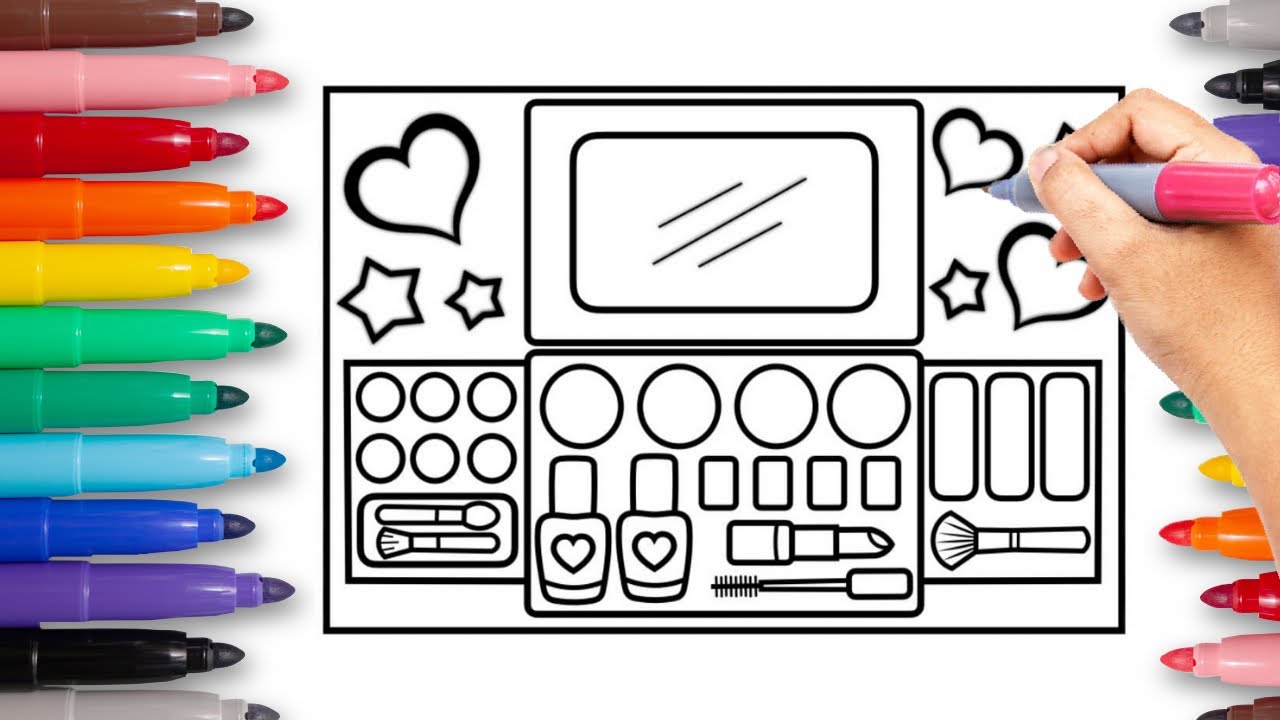 Make up Tools Cosmetics Coloring Page for Kids and Toddlers #forkids # ...