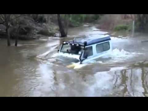 Defender 90 through deep water - YouTube