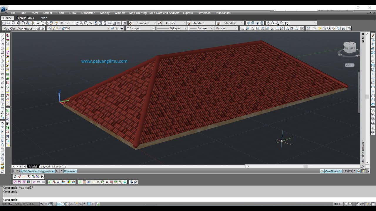 Desain atap 3 dimensi model perisai di Autocad - YouTube