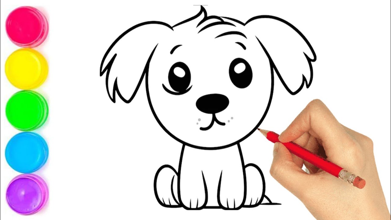 HOW TO DRAW A DOG DRAWING VERY EASY STEP BY STEP - YouTube