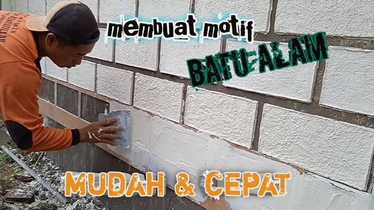 Tutorial membuat motif batu alam di dinding mudah dan cepat. - YouTube