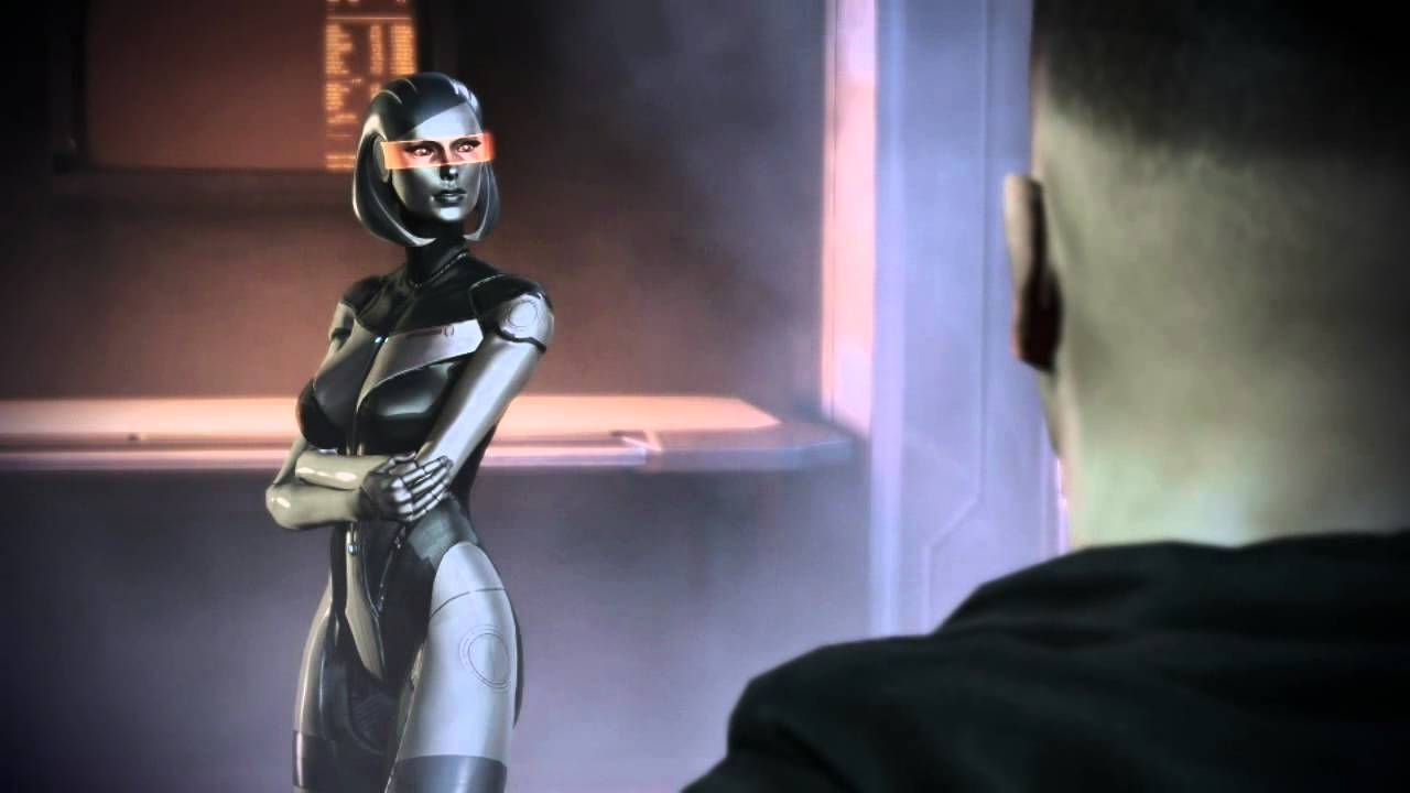 Mass Effect 3: EDI takes control of a synthetic body - YouTube