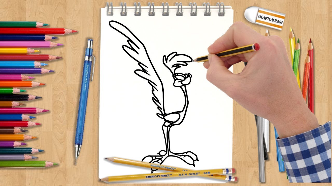 Road Runner Drawing - How to draw Road Runner - How to draw Looney ...