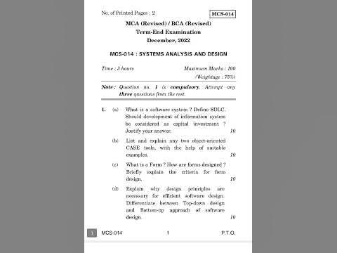 MCS-014 DECEMBER-2022 QUESTION PAPER IGNOU - YouTube