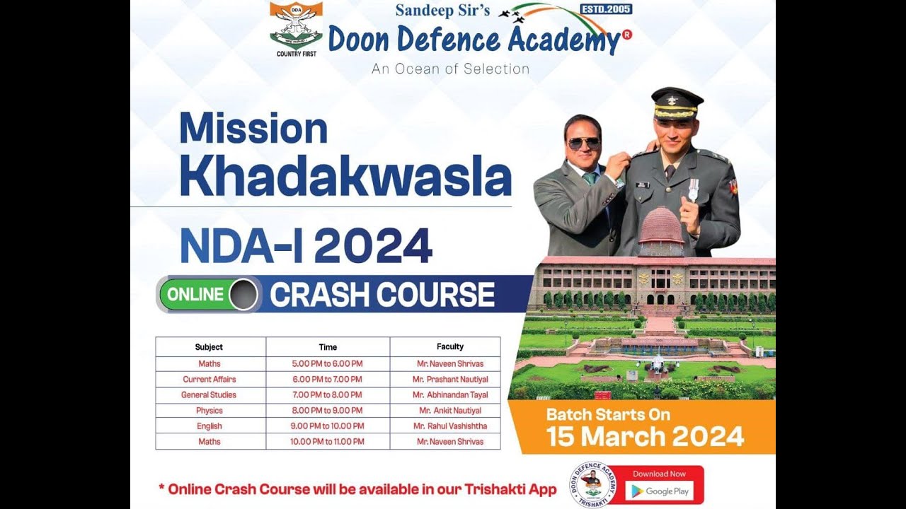 Online NDA Crash Course For NDA -I Exam 2024 | Full Schedule and Time ...