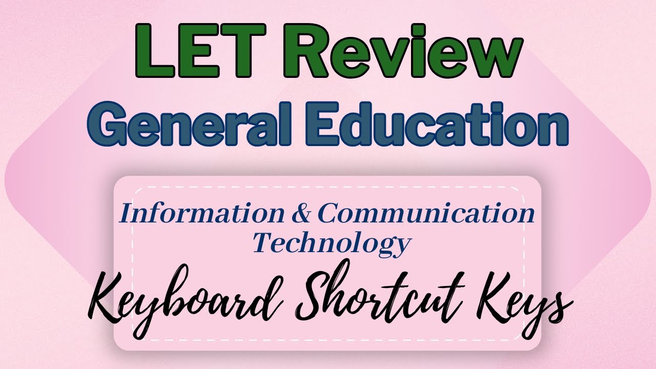 General Education • ICT • Keyboard Shortcut Keys - YouTube