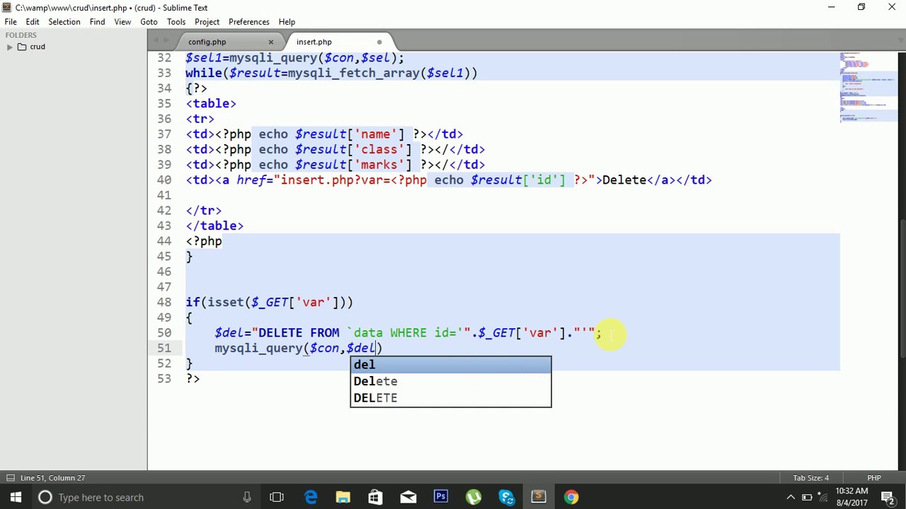 How To Delete Data From Database Using Php And Mysqli Crud System 8432