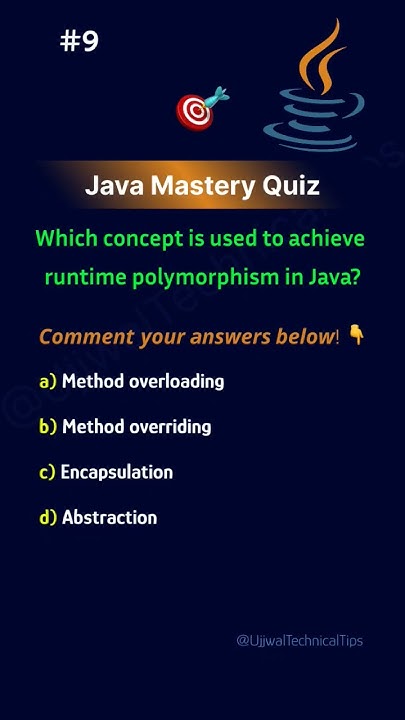 🎯 Java Mastery Quiz || Which concept is used to achieve runtime polymorphism in Java? || #shorts ...