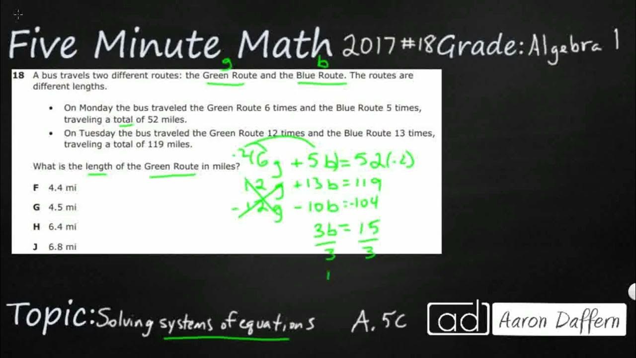 Algebra 1 STAAR Practice Solving Systems of Equations (A.5C - #3) - YouTube