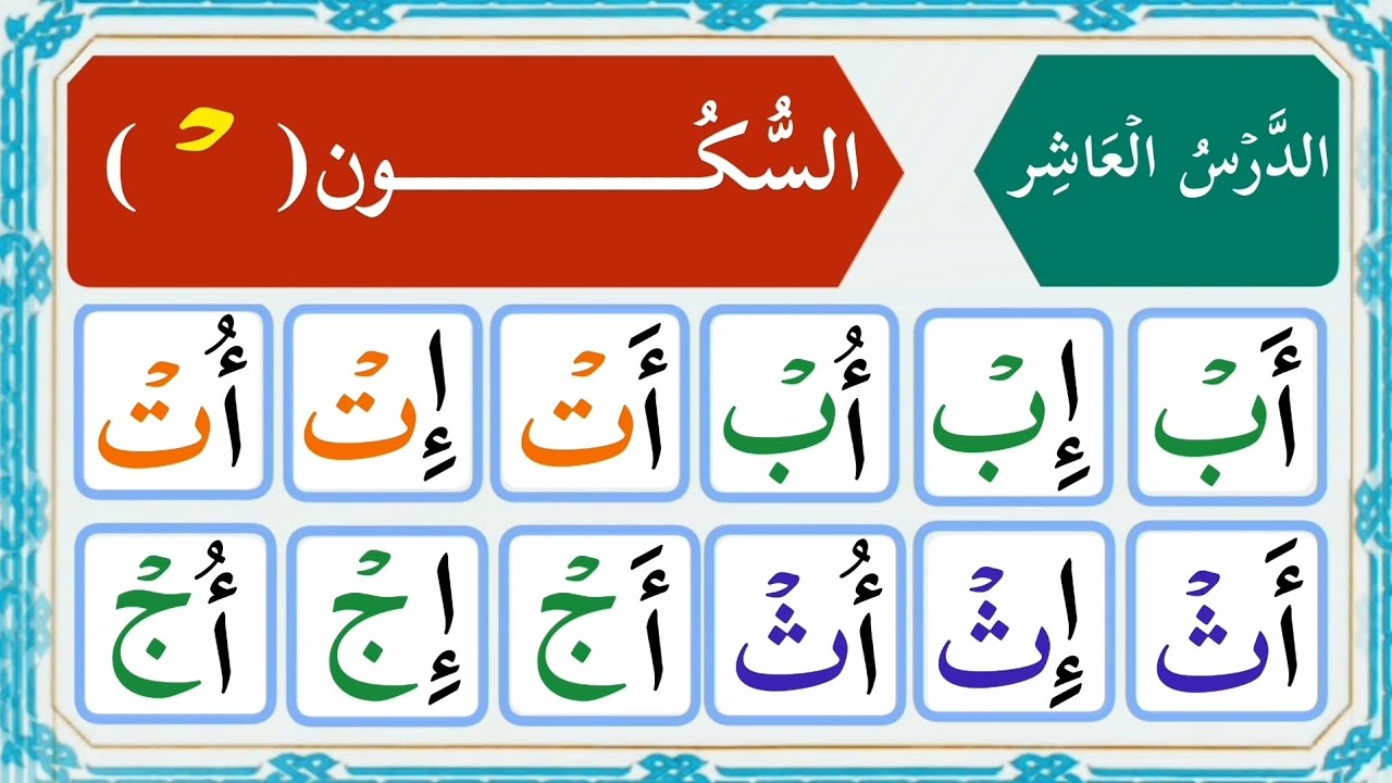 القاعدة النورانية: #الدرس_العاشر_السكون( ۡ )||AL-QAIDAH AL-NOORANIA ...