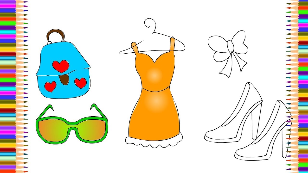 How to Draw Accessories for Girls | Coloring Womens Shoes, Lips ...