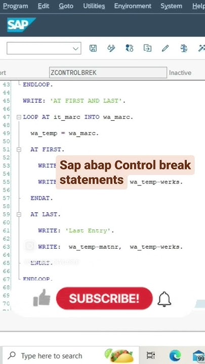 At new in sap abap | Control break statements, #shorts #subscribe #abapprogramming #sap - YouTube