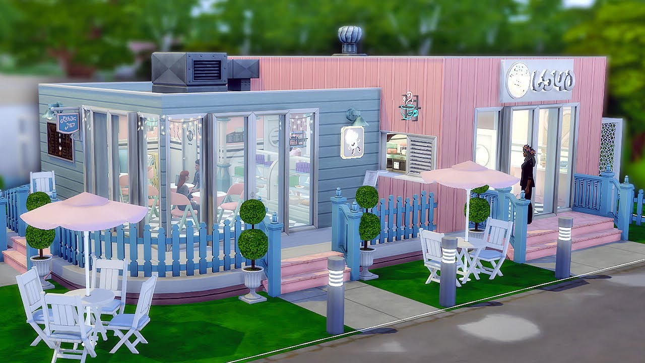 building a 50s style bakery in the sims 4 - YouTube