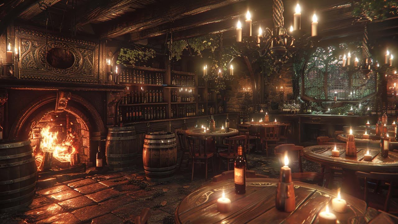 Calming Rain and Fire Crackling ASMR | Cozy Medieval Tavern Ambiance ...