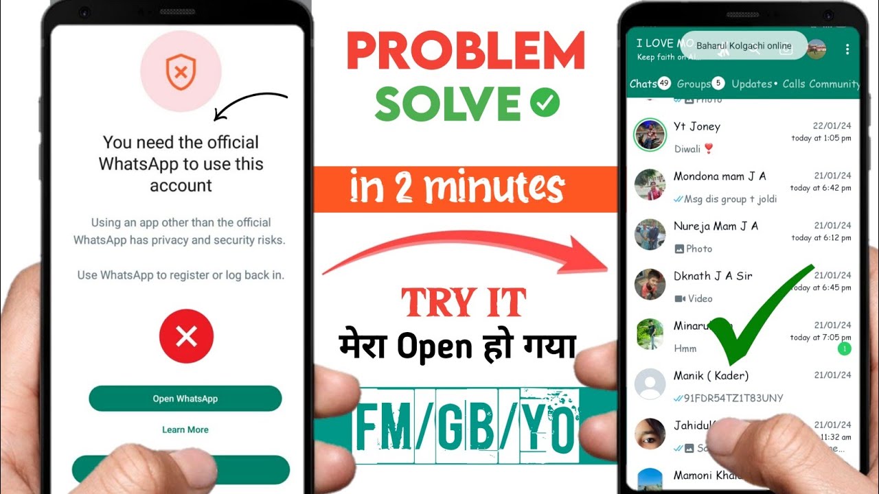 Finally You Need the official whatsapp to Use this account Problem ...