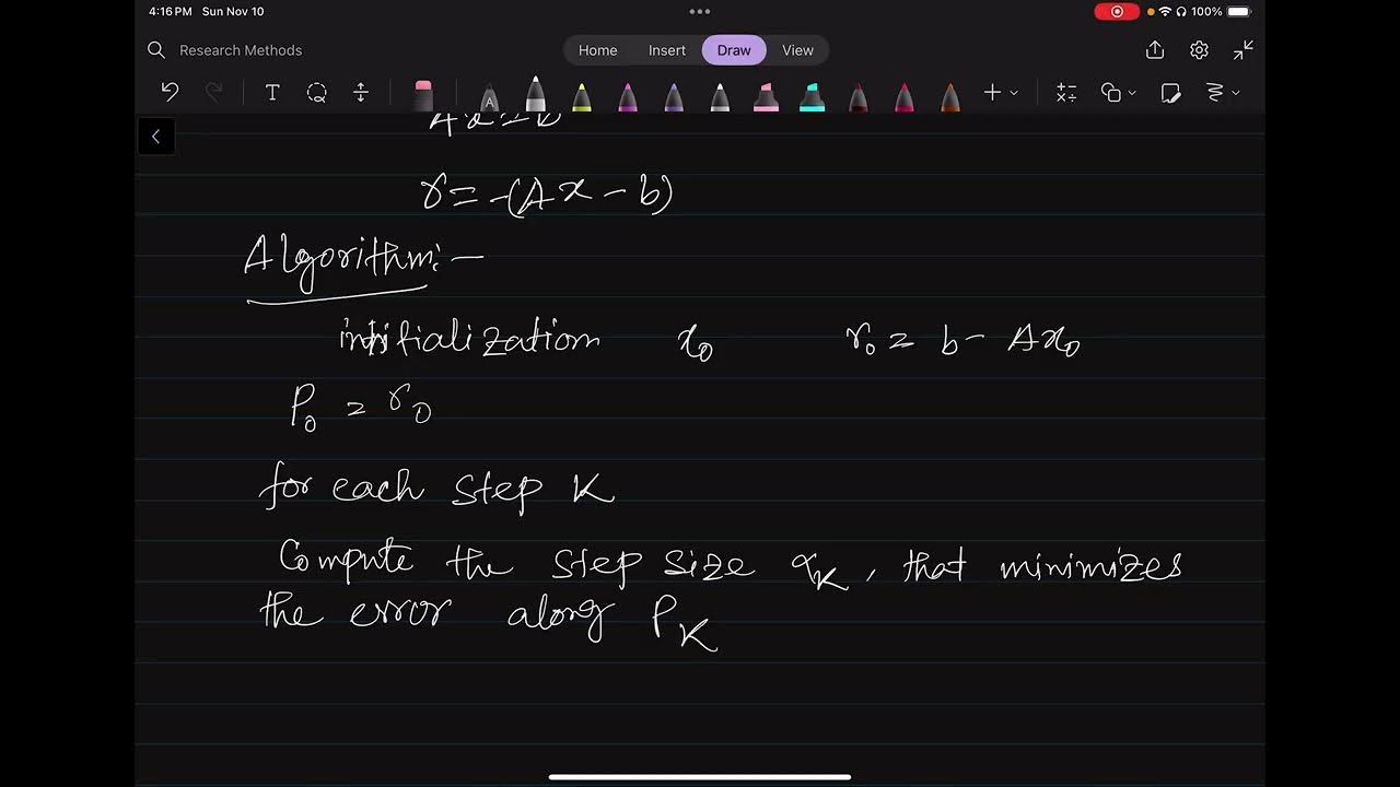 conjugate gradient decent algorithm explanation. - YouTube