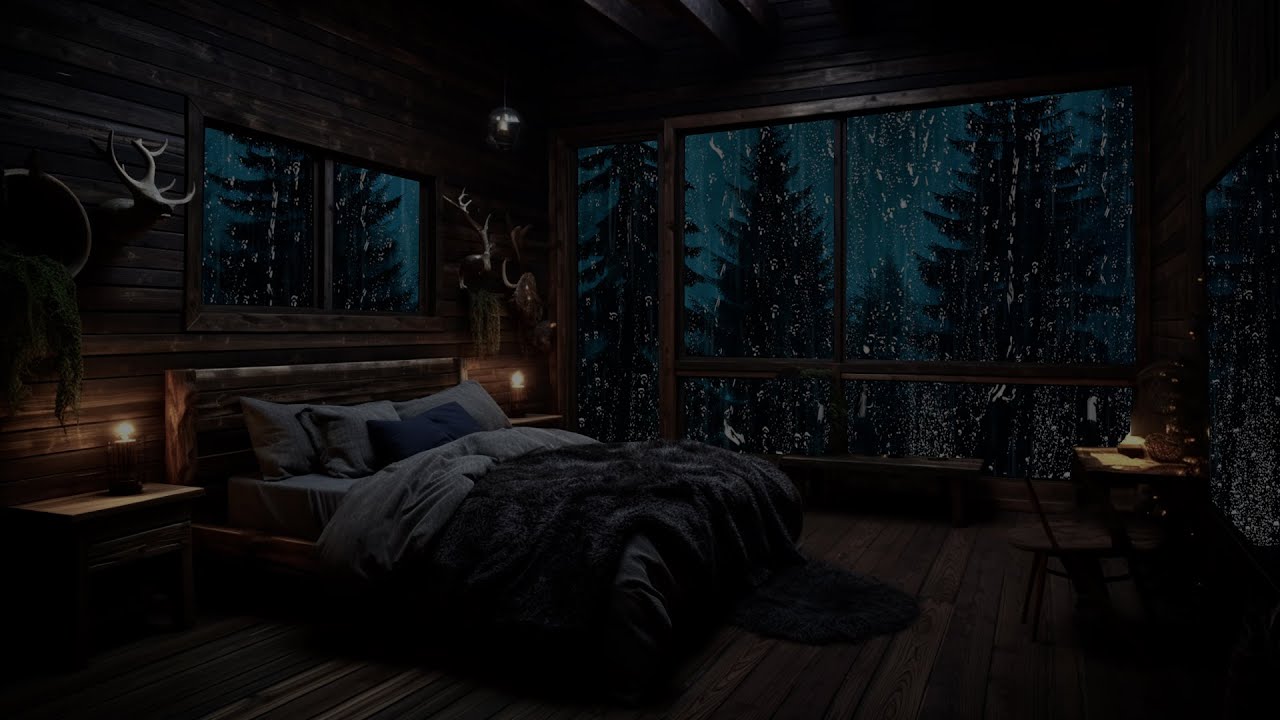 Close Eyes & Relax Mind due to Heavy Rain Sounds on Window in Forest at ...