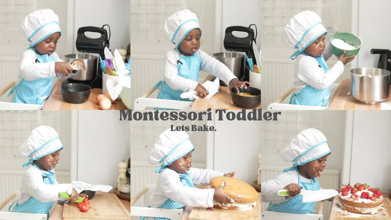MONTESSORI - 1 YEAR OLD BAKES A CAKE. - YouTube