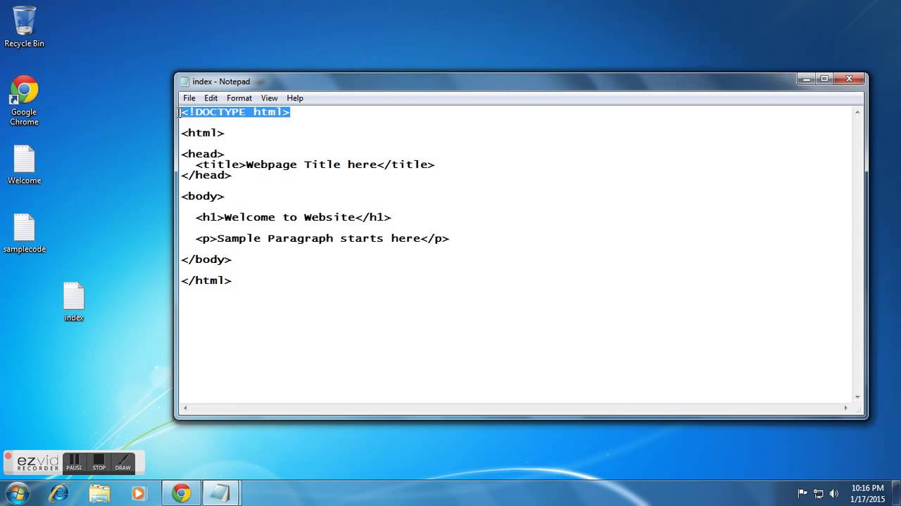Creating First Html Page Using Notepad - Youtube