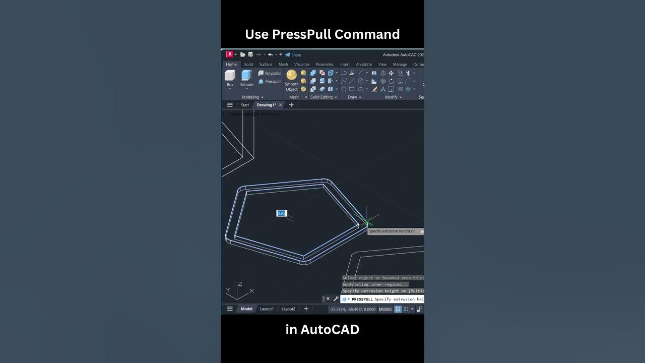 Use PressPull Command in AutoCAD #shorts - YouTube