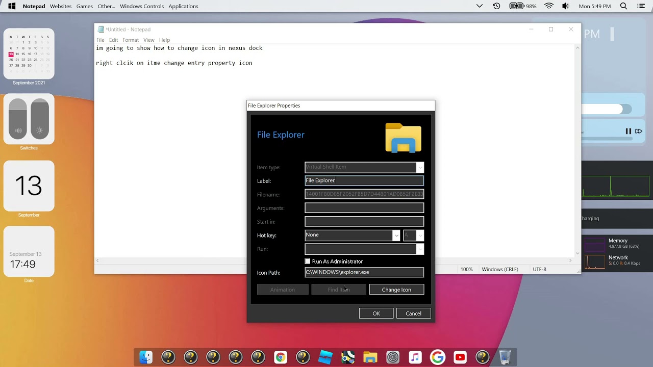 Change Nexus Dock Icons Tutorial [windows 10] - YouTube