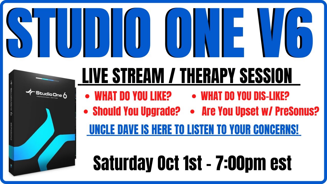 Studio One V6 Therapy Session! LIVE Stream - YouTube