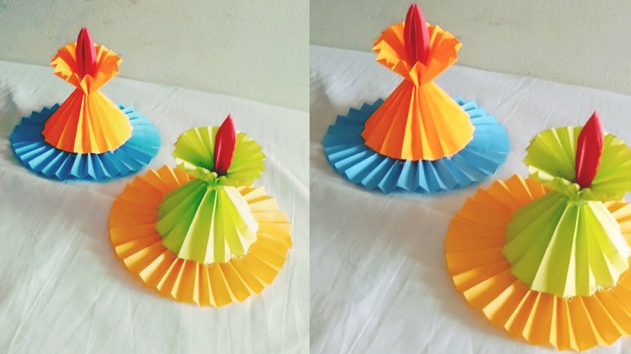 easy dasara and Diwali 🪔 paper decoration||paper deepam craft||paper ...