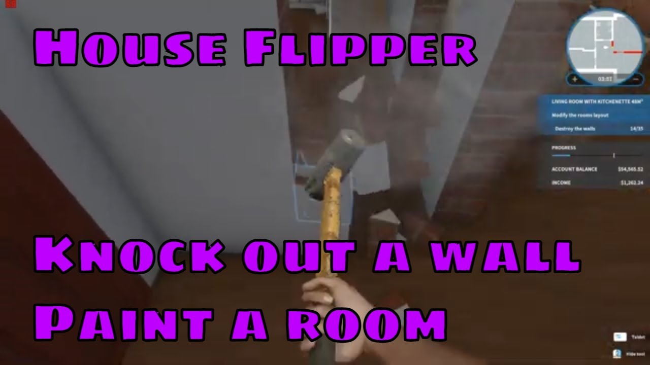 House Flipper gameplay. Knocking out a wall, and painting. - YouTube