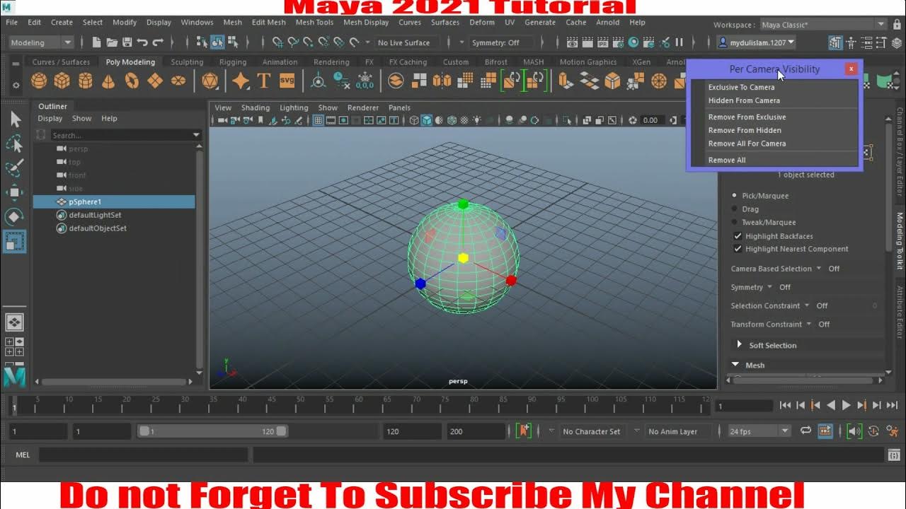 What is Display Per Camera Visibility Window in Maya 2022 tutorial for Beginners - YouTube