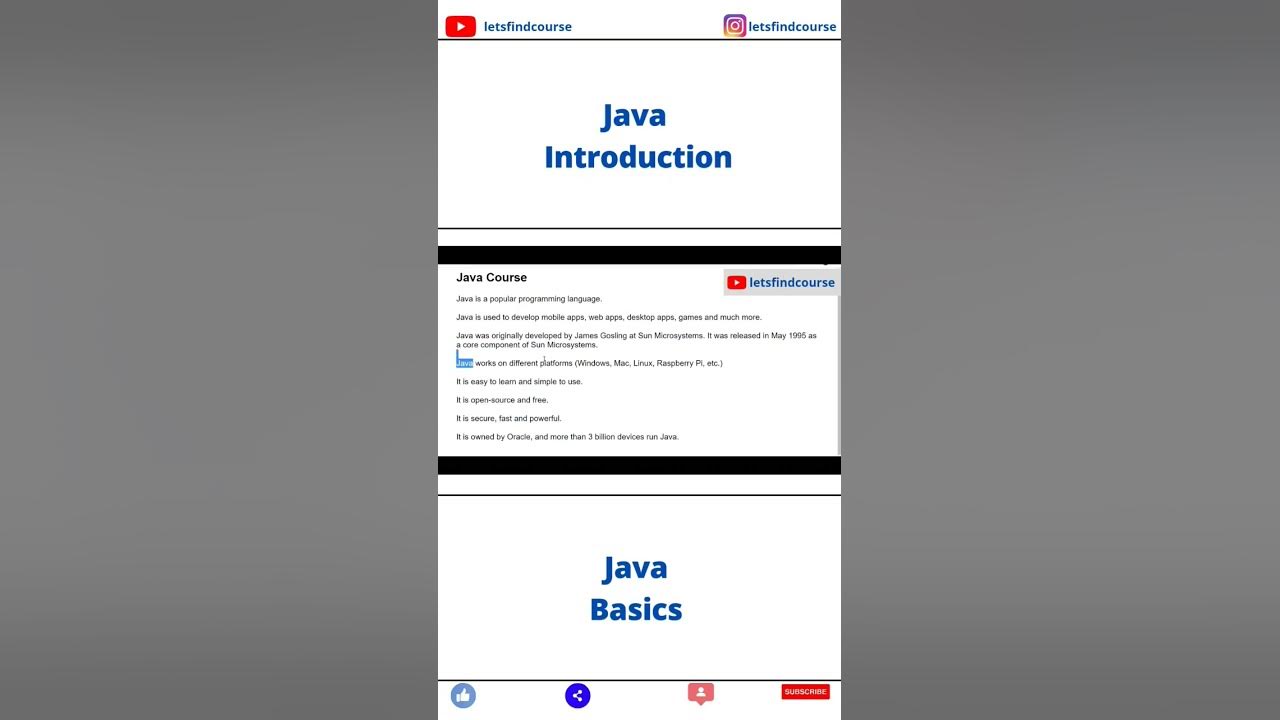 Introduction To Java Programming Language #java - YouTube