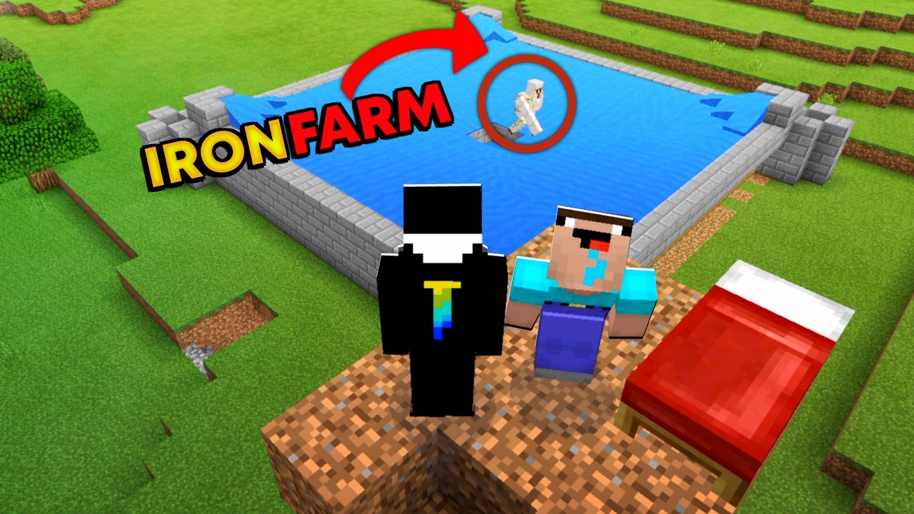 We build a Iron farm in minecraft alpha - YouTube